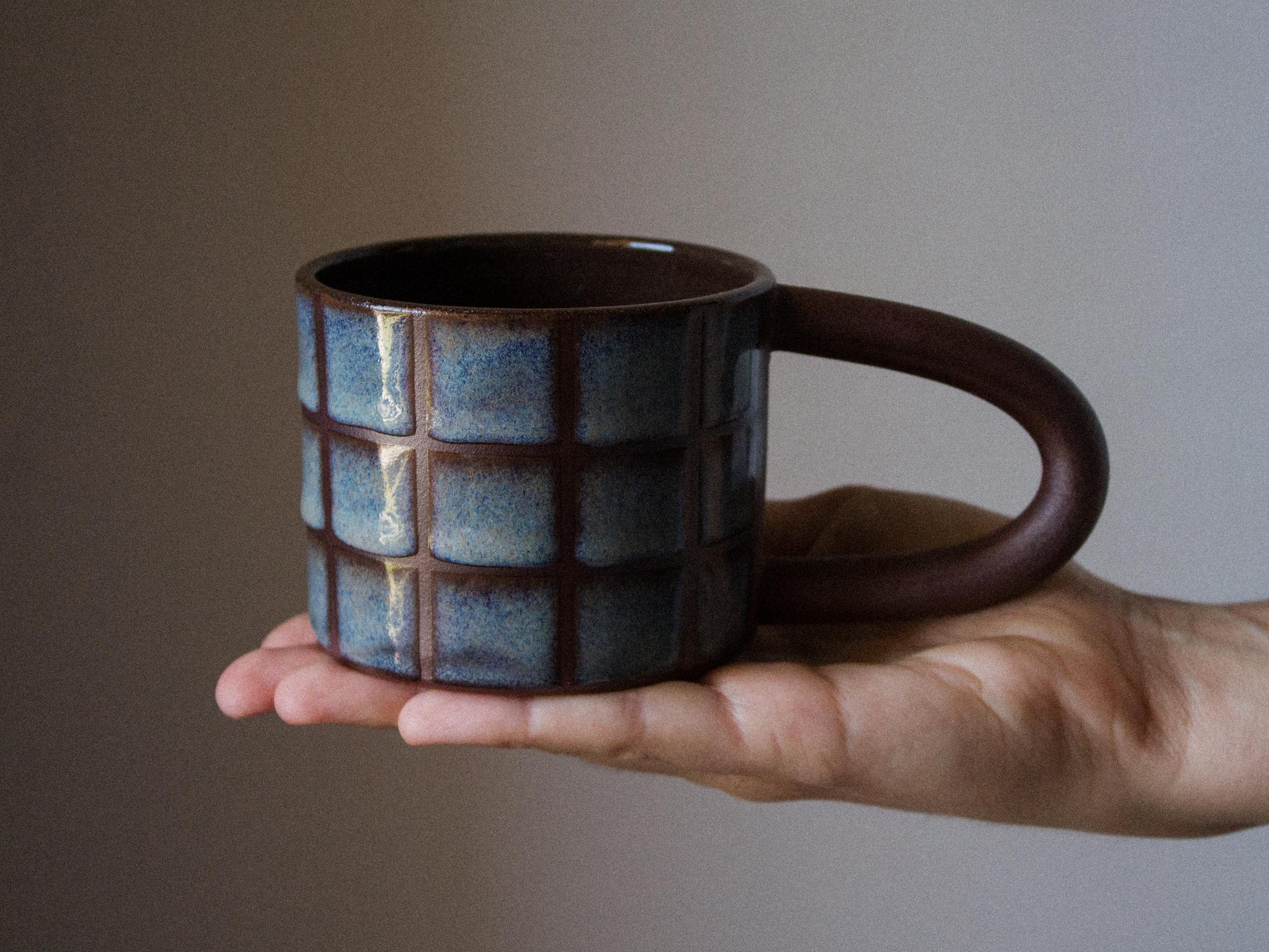 CHECKERED Pattern Glaze Mug | Handmade, Ceramic, Housewarming, Unique ...