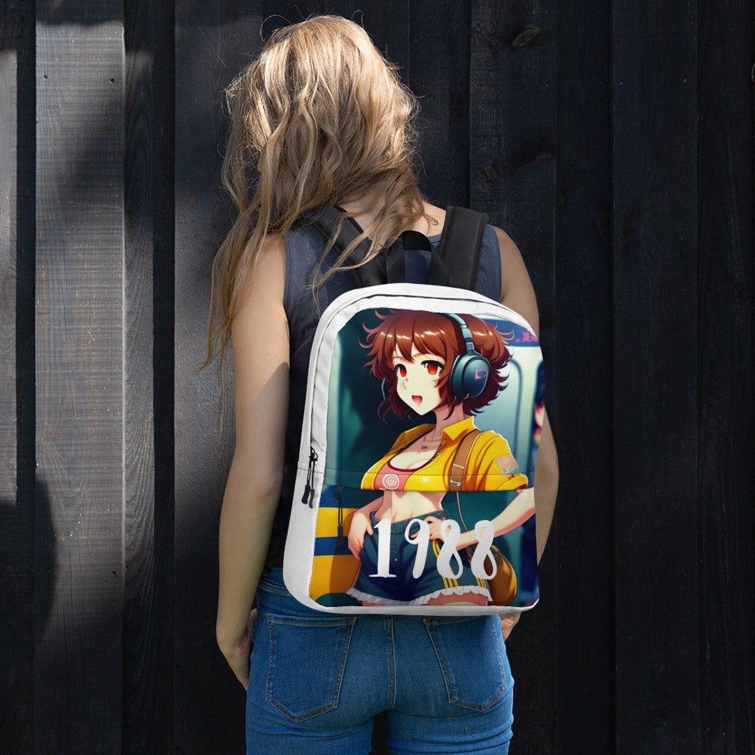 80s and 90s Style Cartoon Printed Backpack 100% Polyester Gift for ...