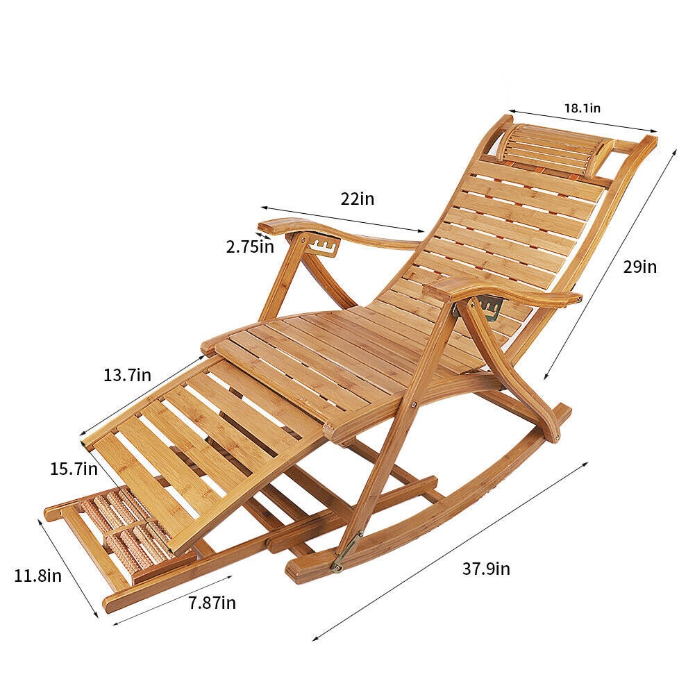 BAMBOO Deck Patio Chairs Ergonomically Designed Sunlounger Chair Rocking Massage - Etsy