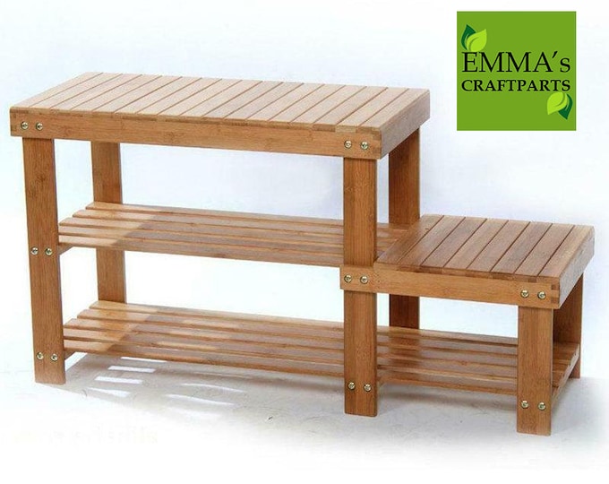 Bamboo Shoe Bench Boots Storage Seat Chair Rack Organizer Shelf Boot ...