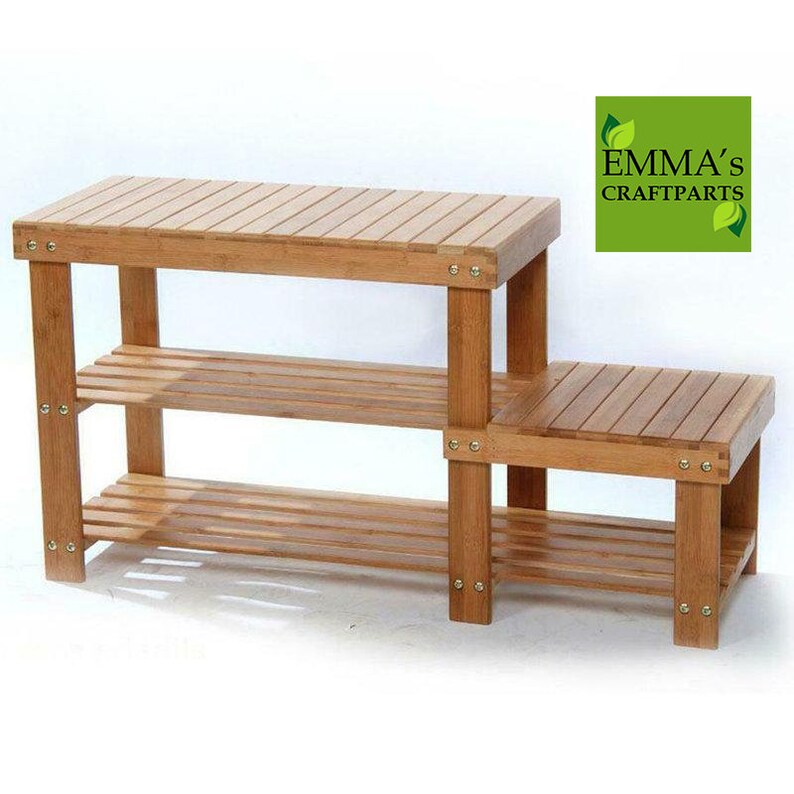 Bamboo Shoe Bench Boots Storage Seat Chair Rack Organizer - Etsy