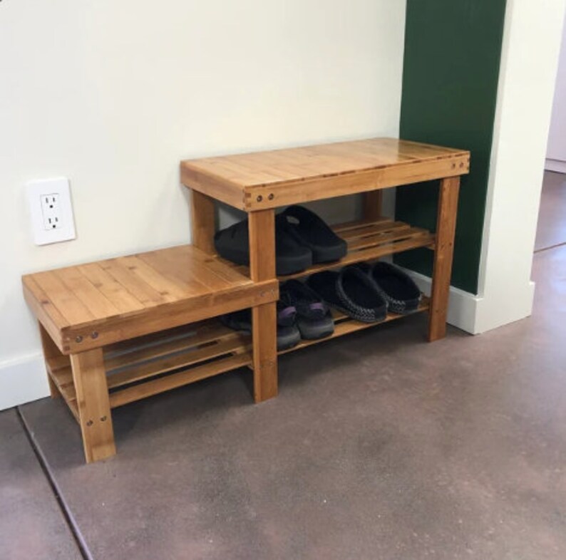Bamboo Shoe Bench Boots Storage Seat Chair Rack Organizer - Etsy