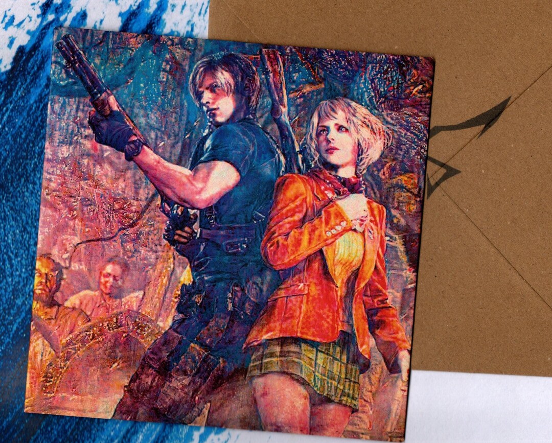 Leon and Ashley (RE4) Handmade Greeting Card 15x15 and Envelope Blank ...