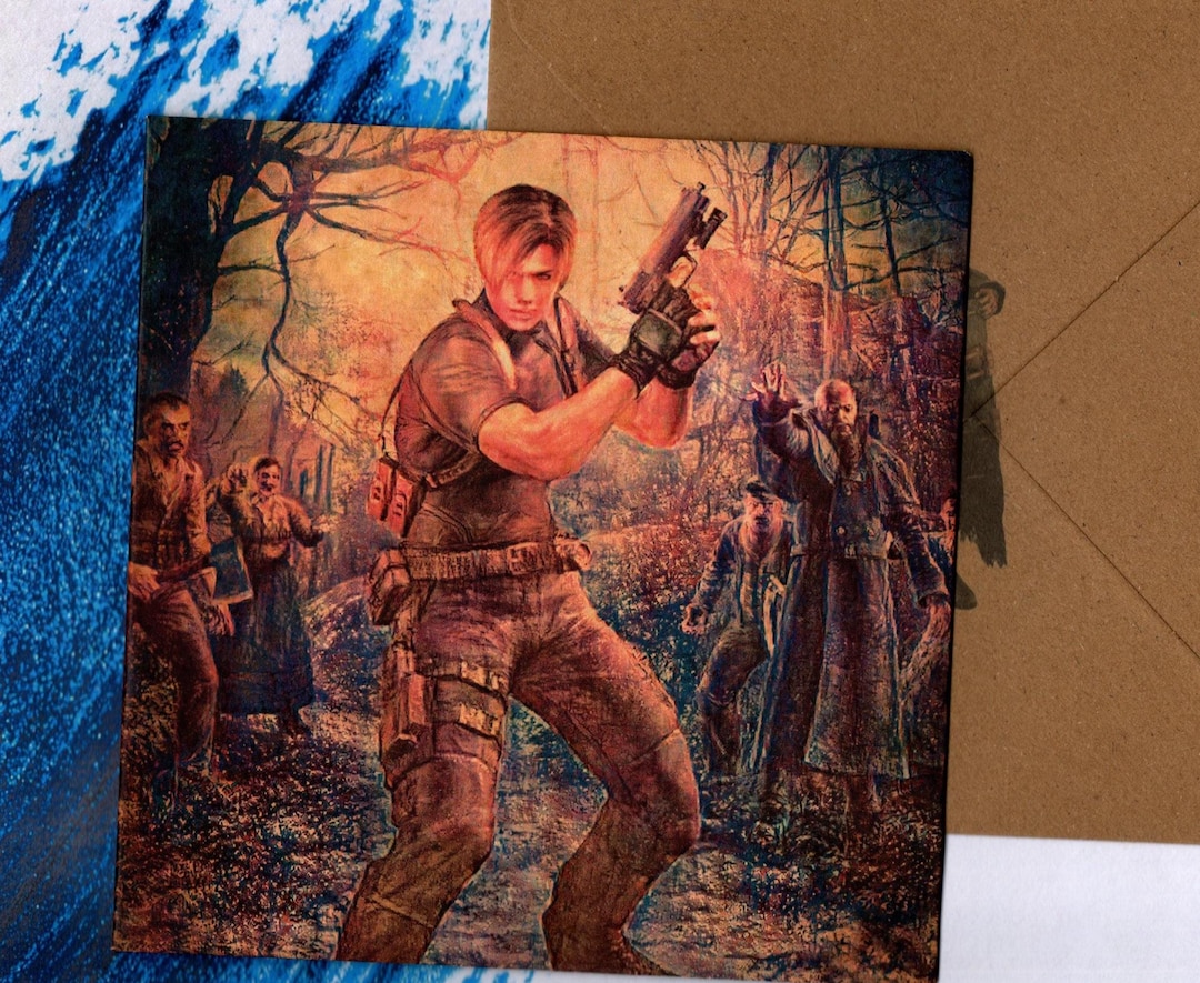 Leon Kennedy (RE4) Handmade Greeting Card 15x15 and Envelope Blank ...