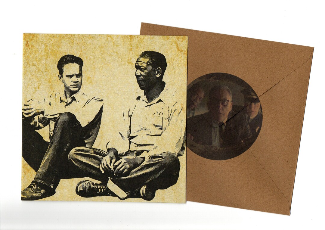 Tim Robbins and Morgan Freeman 15x15 Greeting Card and Envelope Blank ...