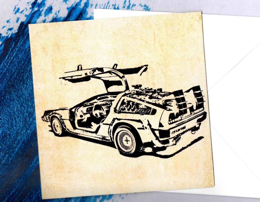 Delorean Handmade Card 15x15 With Envelope Blank Inside - Etsy UK