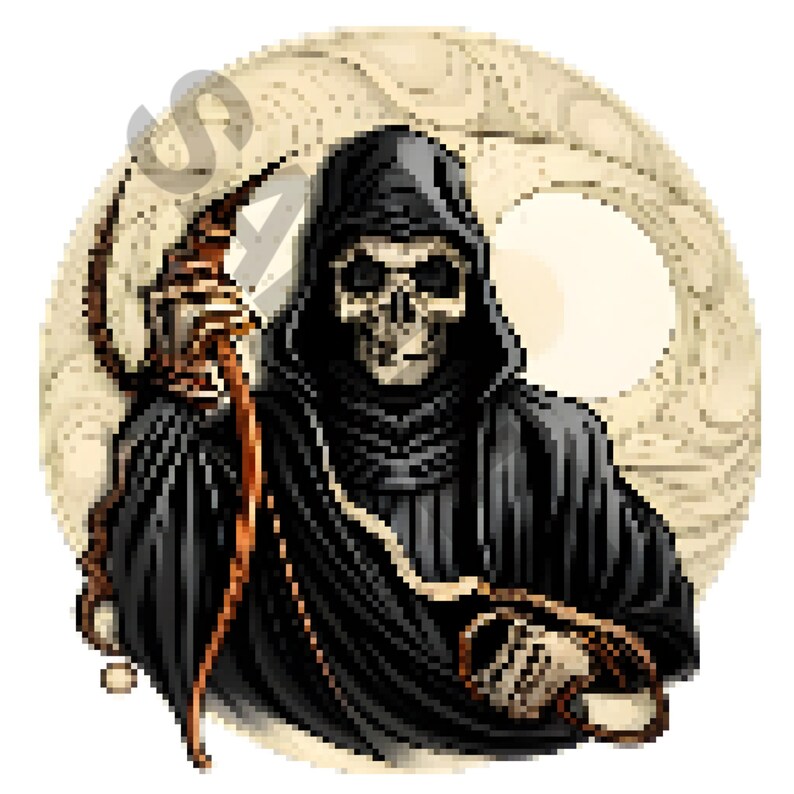 Grim Reaper Pixel Art Digital Png Picture With No Commercial - Etsy