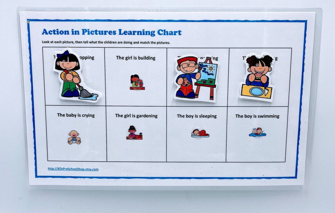 Action in Pictures Learning Chart Toddler PreK Kinder & First | Etsy