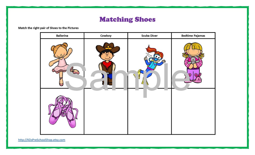 Matching Shoes Activity Preschool / Homeschool Printable - Etsy