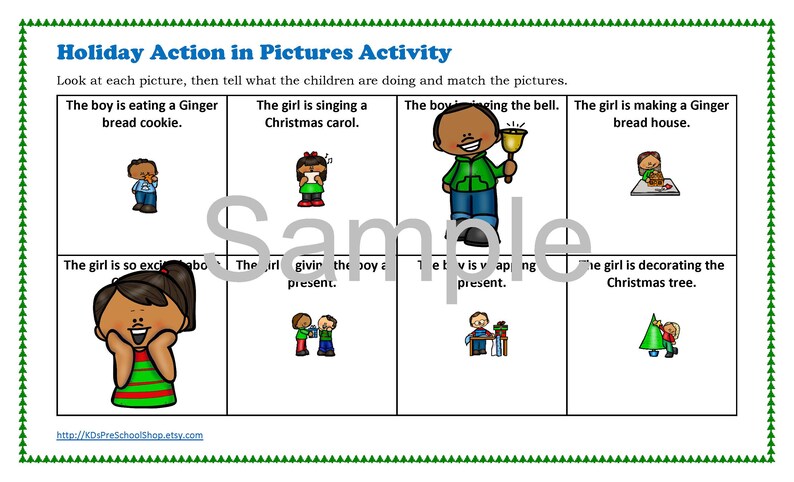 Christmas Action in Pictures Prek Kinder & First Grade - Etsy