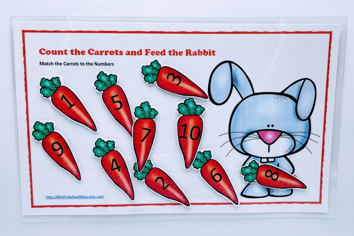 Count the Carrots & Feed the Rabbit Match-up Toddler | Etsy