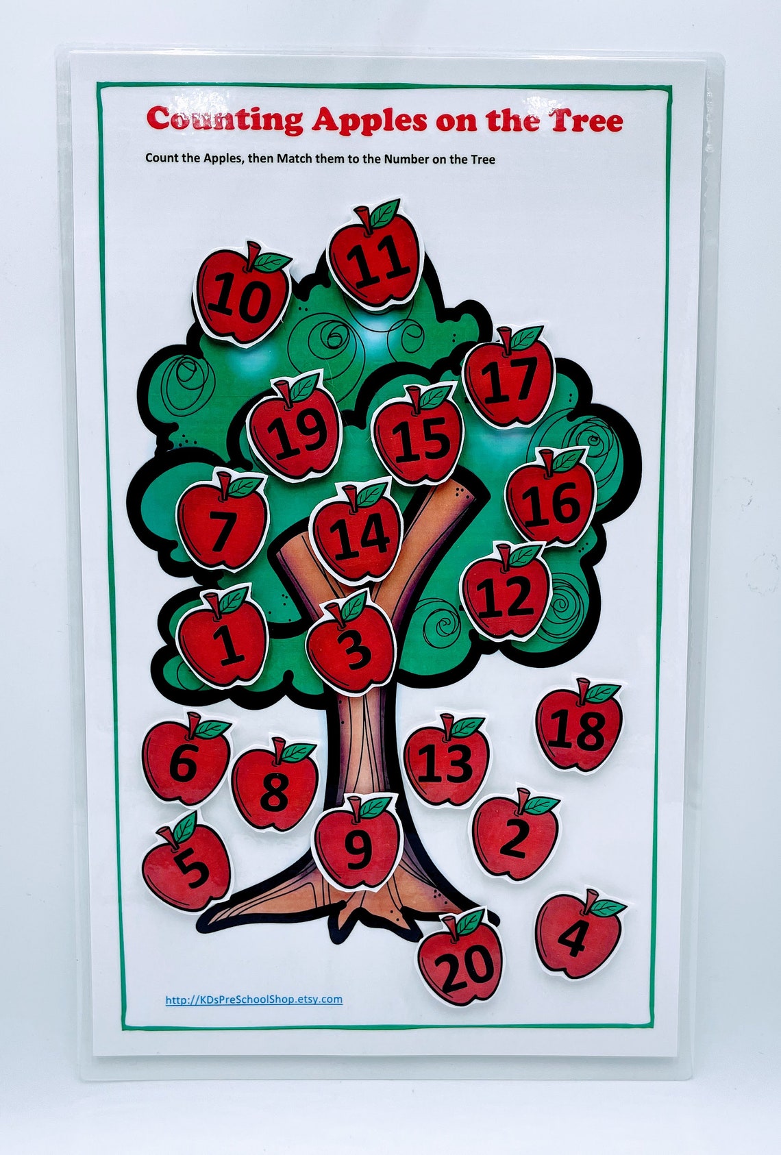 Count the Apples on the Tree 1-20 Match-up Toddler | Etsy