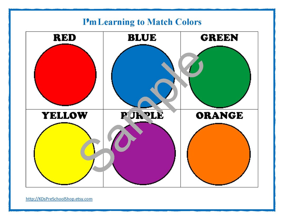 Matching Colors to Colors Toddler Preschool/home School - Etsy