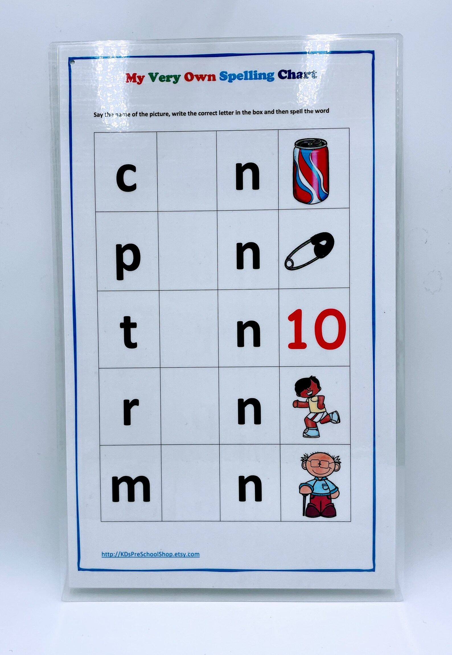 My Very Own Spelling Chart Toddler PreK Kinder Homeschool | Etsy