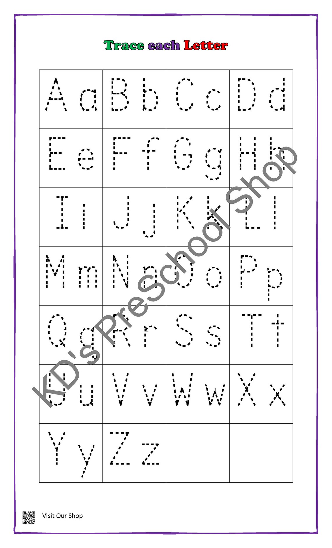A to Z Alphabet Learning Chart Preschool Kindergarten/ - Etsy