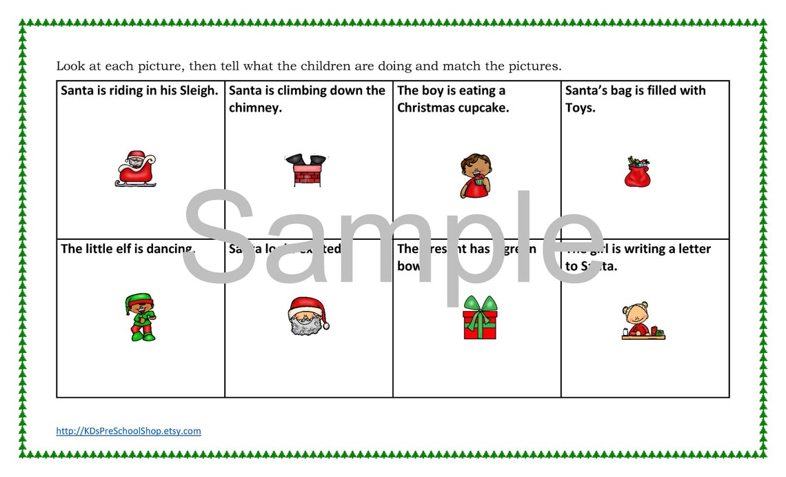 Christmas Action in Pictures Prek Kinder & First Grade - Etsy
