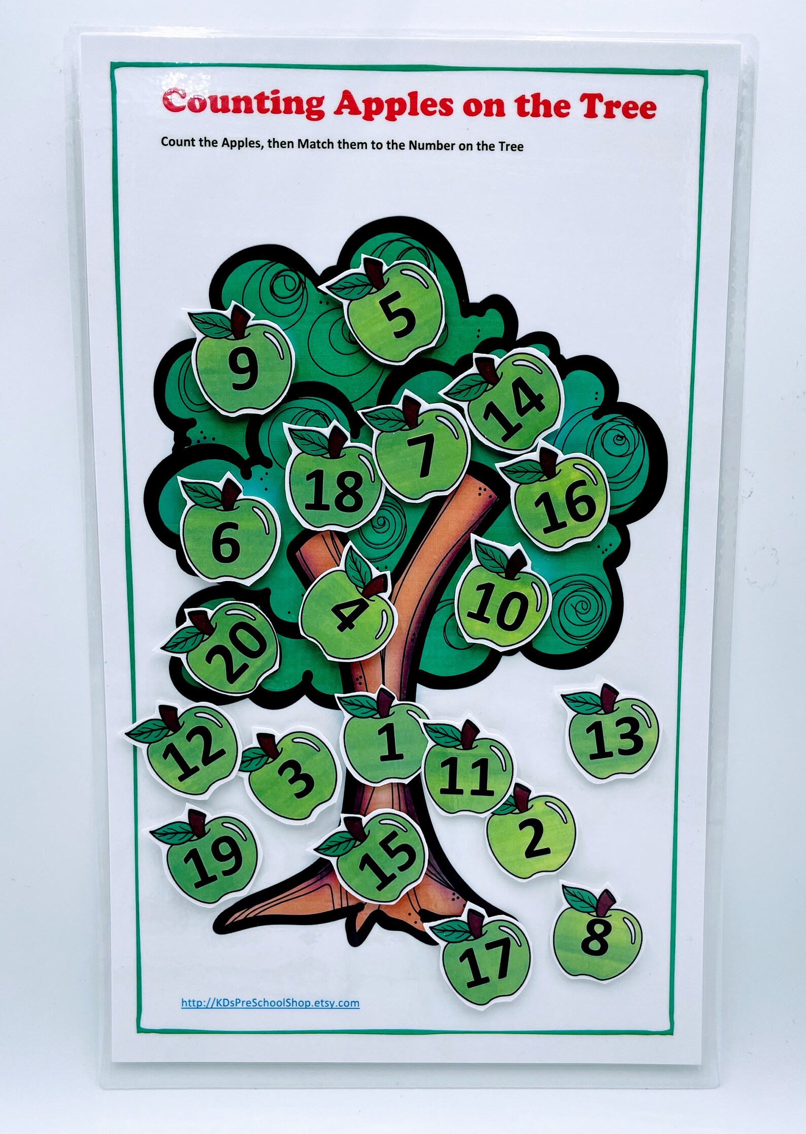 Count the Apples on the Tree 1-20 Match-up Toddler | Etsy