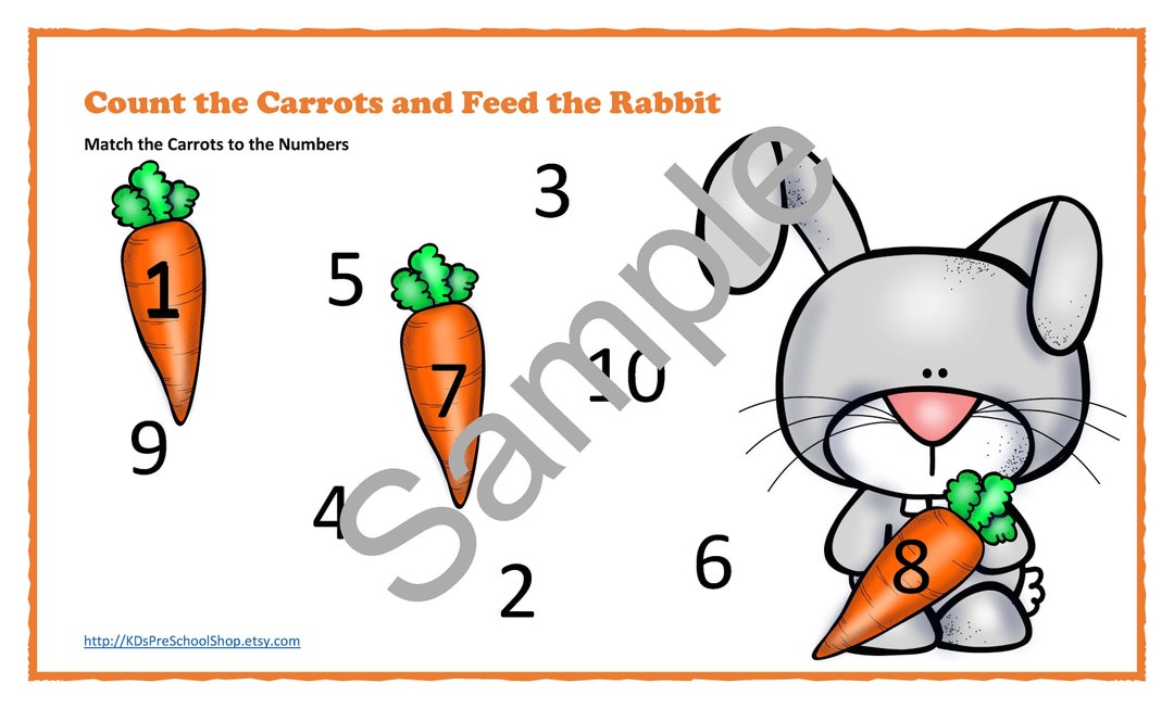 Count the Carrots & Feed the Rabbit Match-up Toddler - Etsy UK