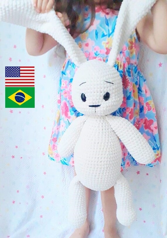 Velvet Bunny Crochet Pattern Long Eared Big Rabbit Amigurumi - Etsy