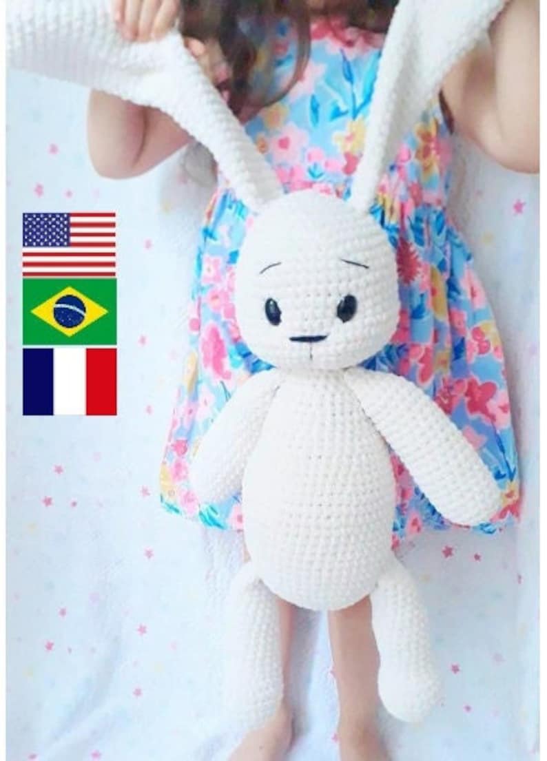 Velvet Bunny Crochet Pattern Long Eared Big Rabbit Amigurumi - Etsy