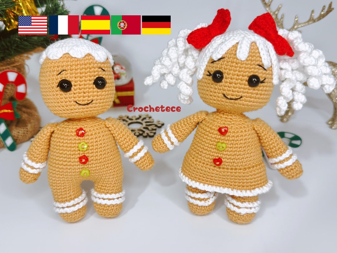 Christmas Crochet Pattern, Gingerbread Couple Doll, Gingerbread Man and ...