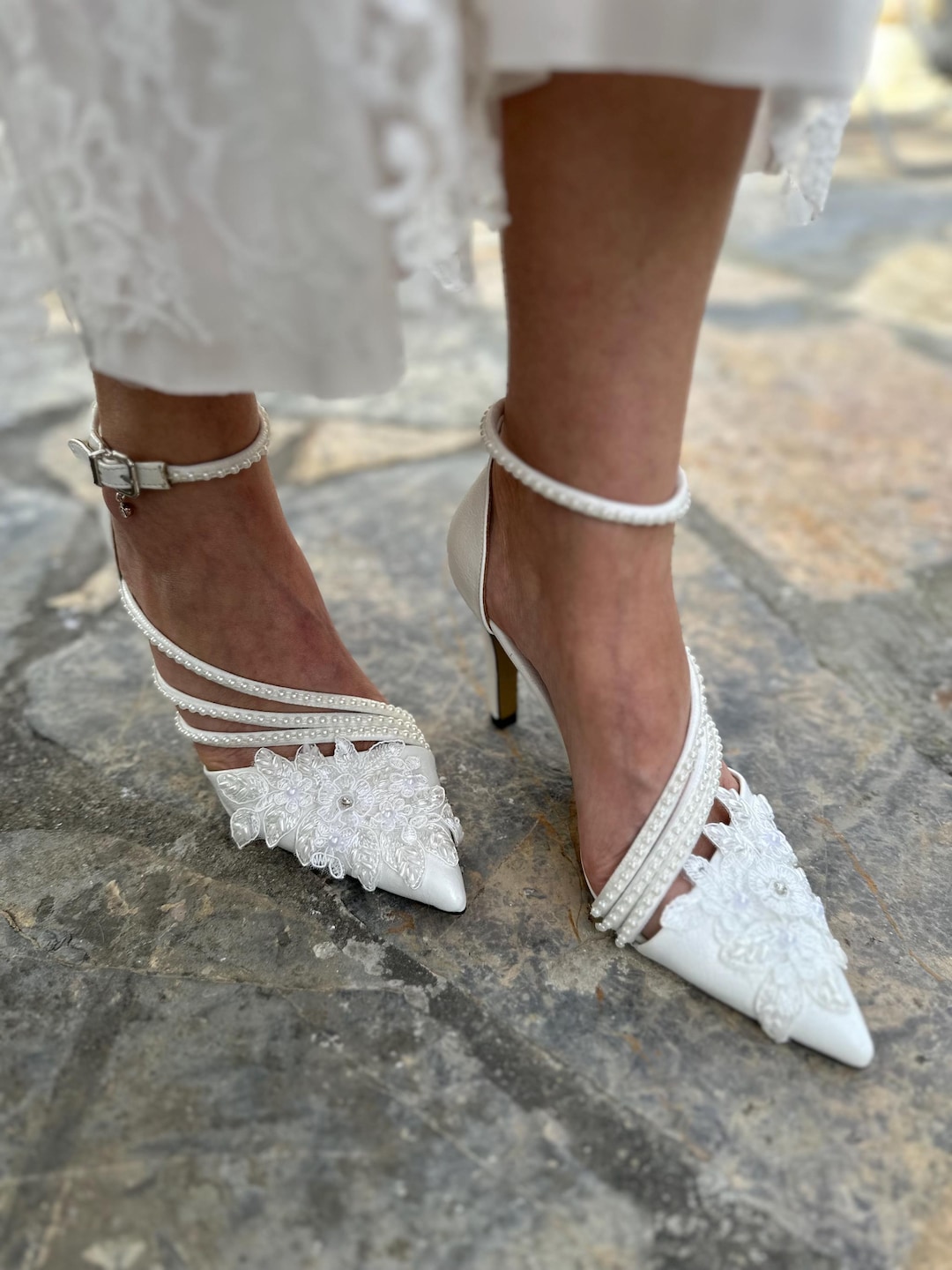 Handmade French Lace Bridal Pumps for Classic Wedding - Etsy