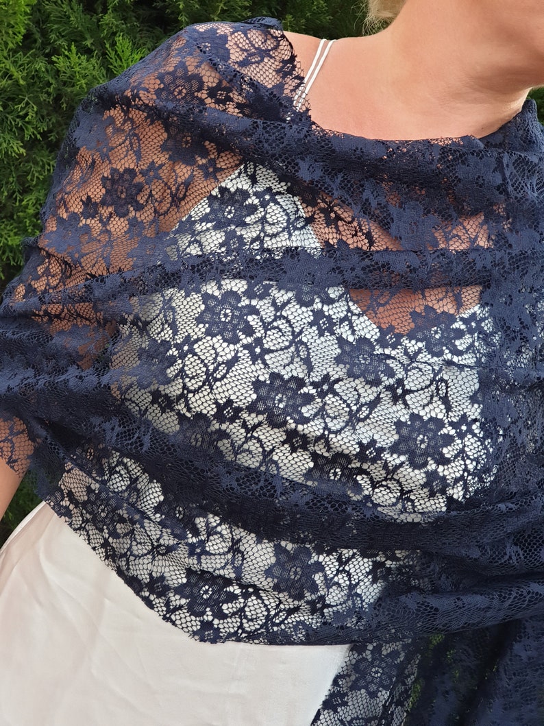 Navy Blue Lace Tulle Wedding Shawls..wedding Lace Wraps.wedding Shrug ...