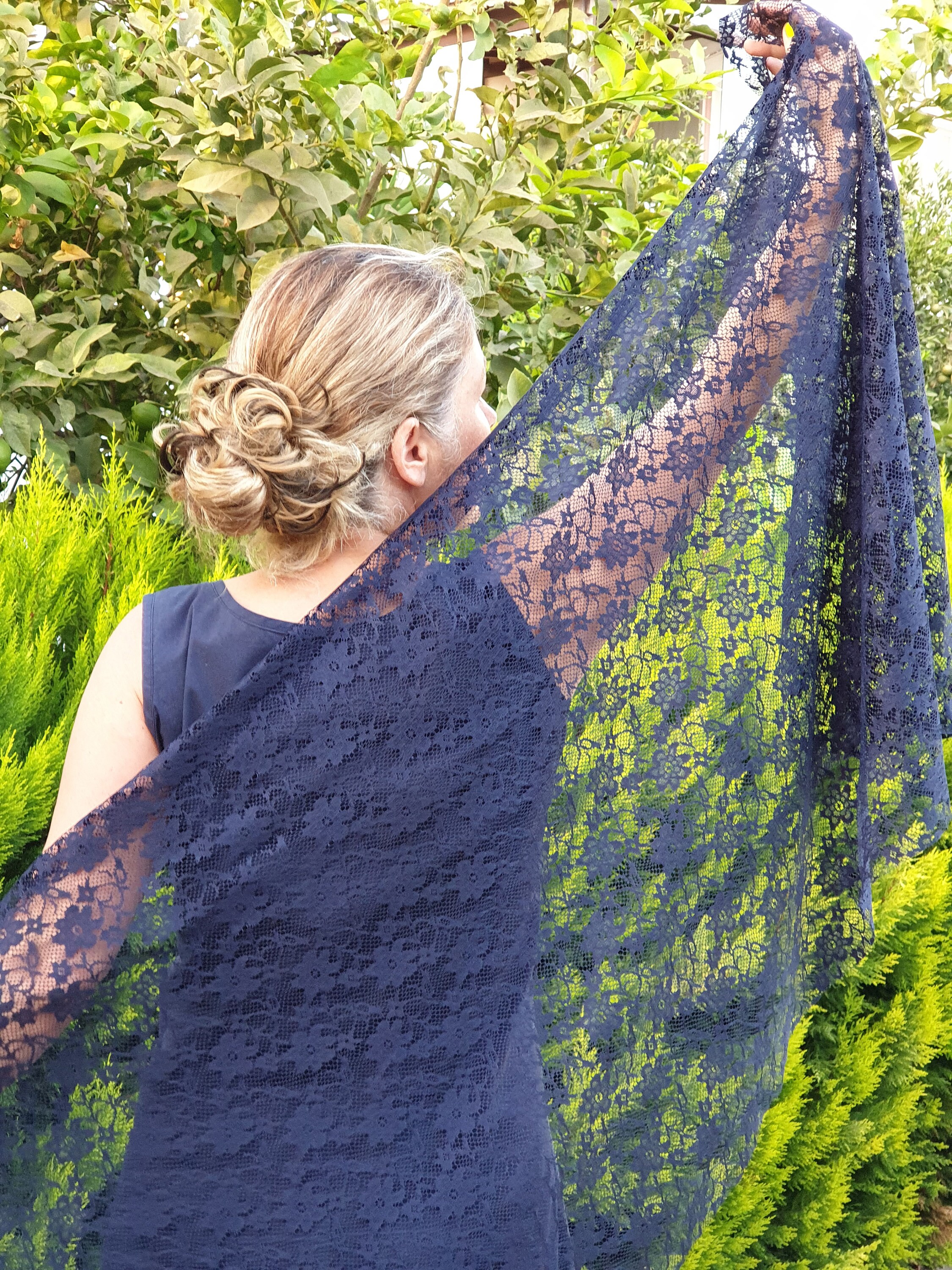 Navy Blue Lace Tulle Wedding Shawls..wedding Lace Wraps.wedding Shrug ...