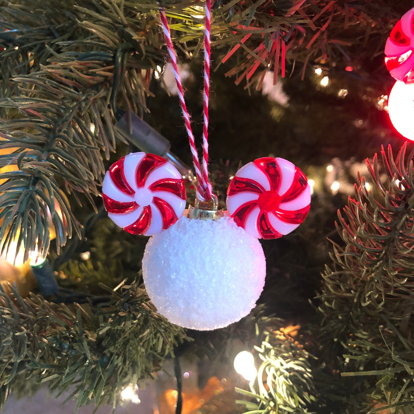 Set of Mini Peppermint Mickey Christmas Ornaments / Disney Ornaments ...