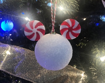 Peppermint Mickey Christmas Ornaments / Disney Ornaments / Red - Etsy