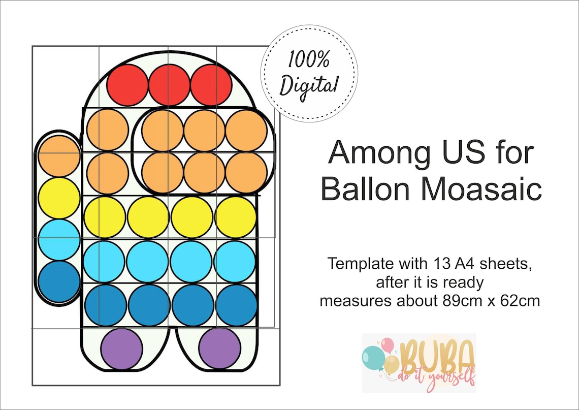 AMONG US - Pop It - Balloon Mosaic Template - Imposter Party - Etsy