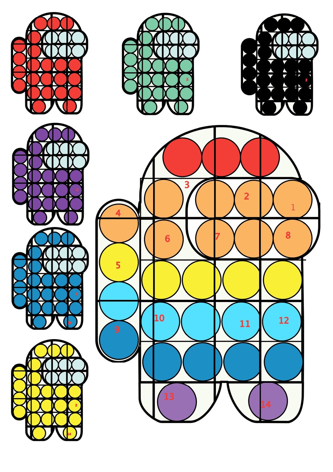 AMONG US Pop It Balloon Mosaic Template Impostor Party - Etsy