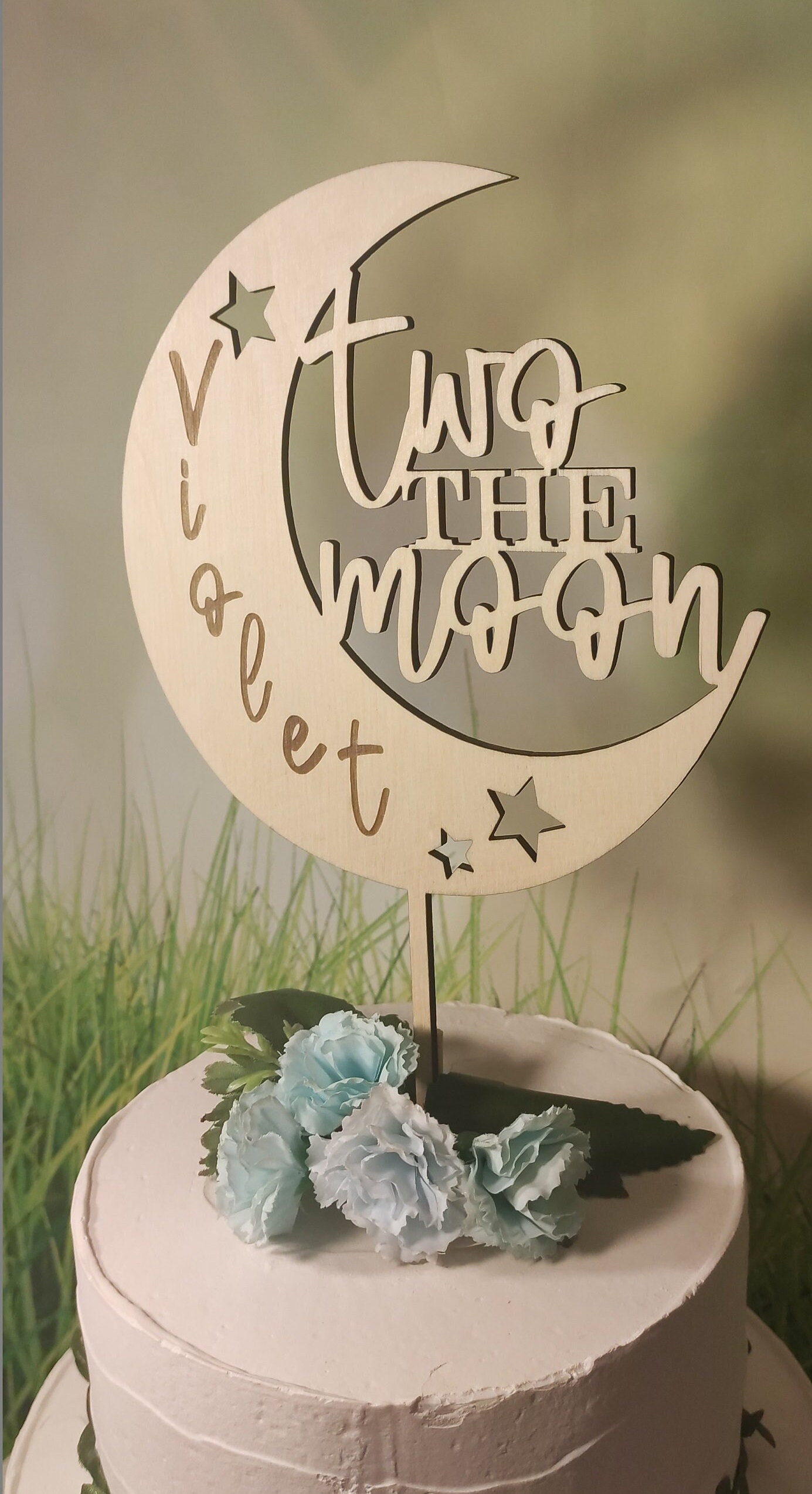 Personalized Two the Moon Cake Topper / Second Birthday Cake - Etsy