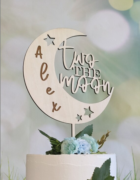 Personalized Two the Moon Cake Topper / Second Birthday Cake - Etsy