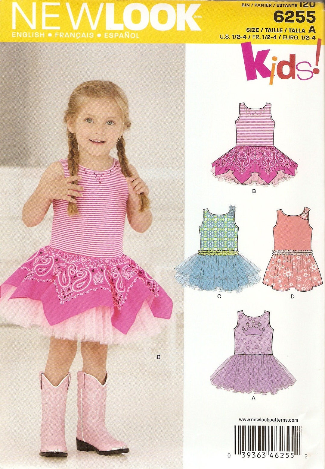 New NEW LOOK Sewing Pattern 6255 Child's Girls Toddlers Tutu, Dress ...