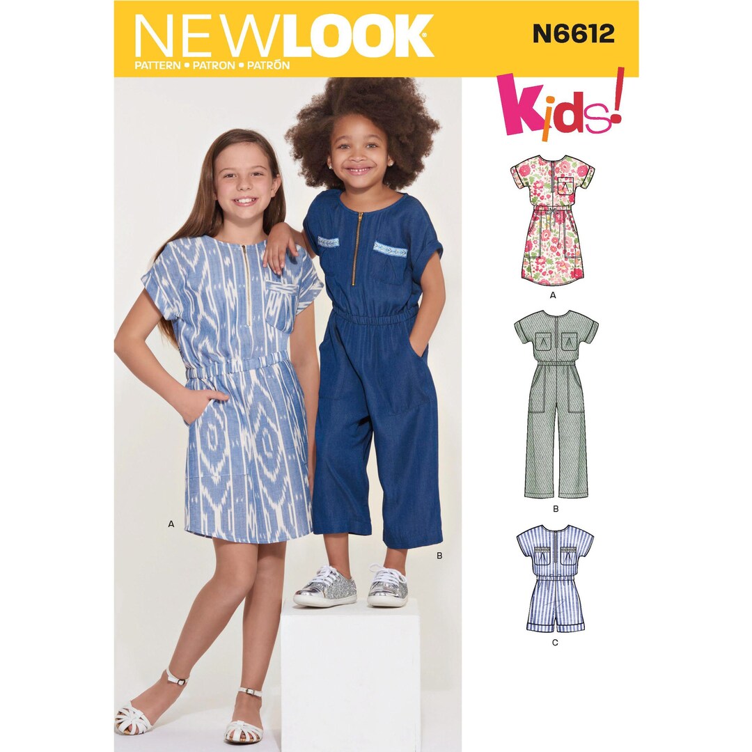 New NEW LOOK Sewing Pattern 6612 Children's Girls Boys Dress, Rompers ...