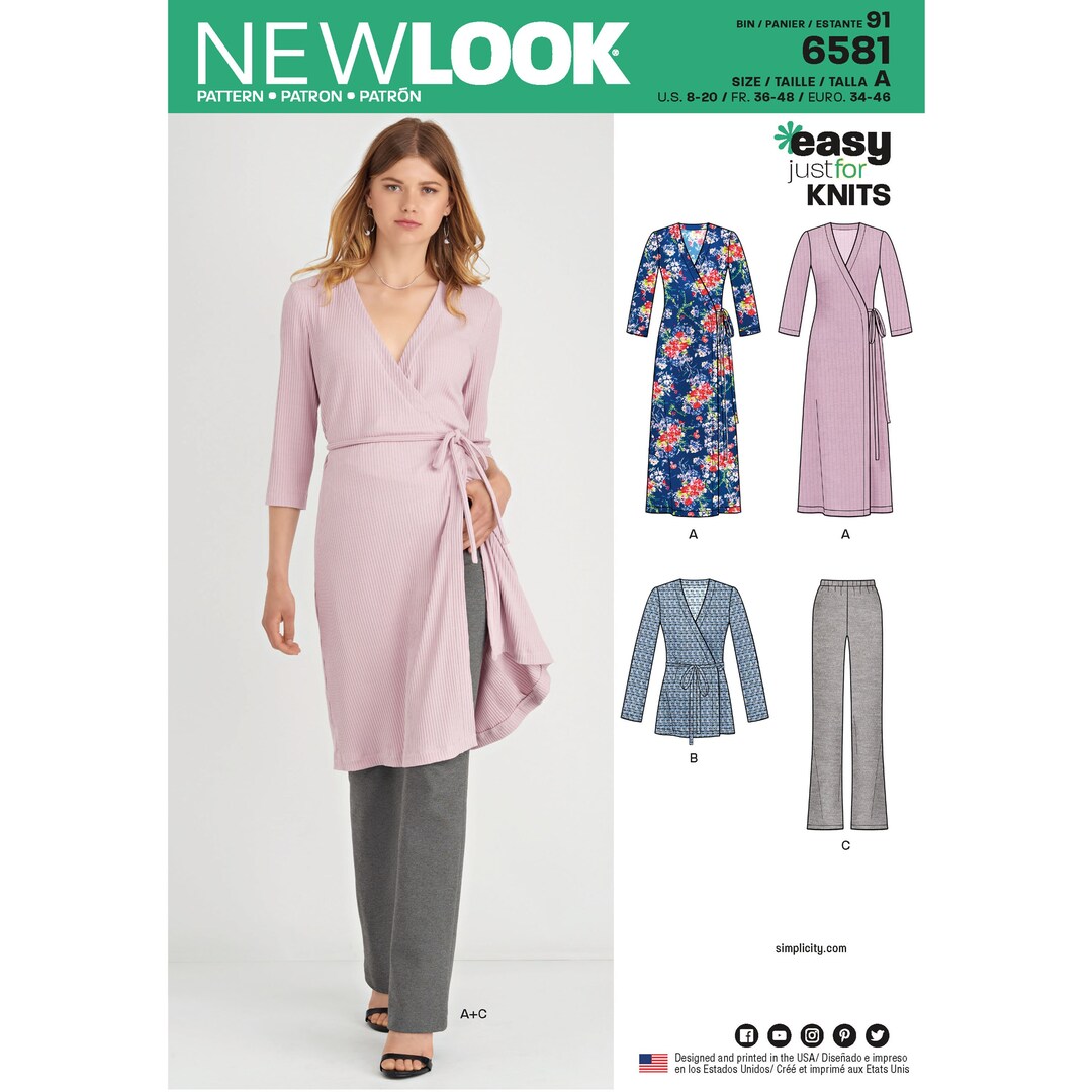 New Adult NEW LOOK Sewing Pattern 6581 EASY Misses Plus Women Ladies ...
