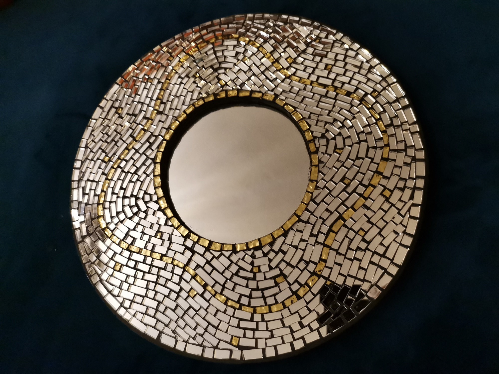 Triple Round Mosaic Mirror Set, Handmade Wall Decor - Etsy