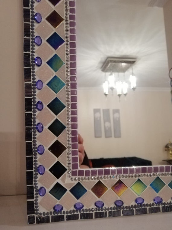 Rectangular Mosaic Mirror Pink Mosaic Mirror Purple Mosaic - Etsy