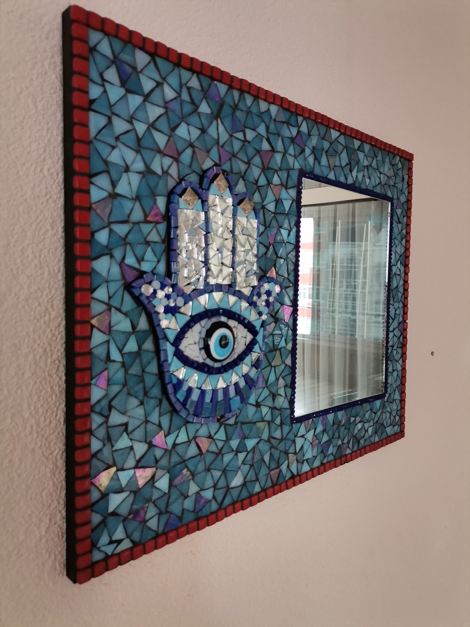 Mosaic Mirror Hamsa Mosaic Mirror Evil Eye Mosaic Mirror - Etsy