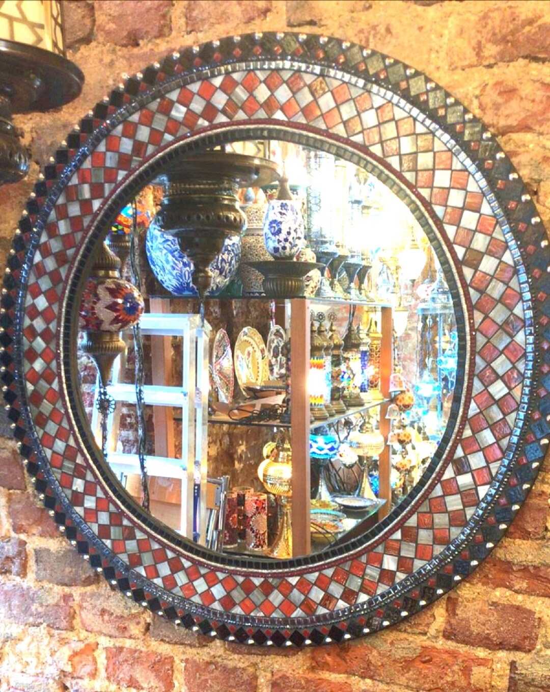 Round Mosaic Mirror/mosaic Design/handicraft/ Hand Mader/mosaic Mirror ...