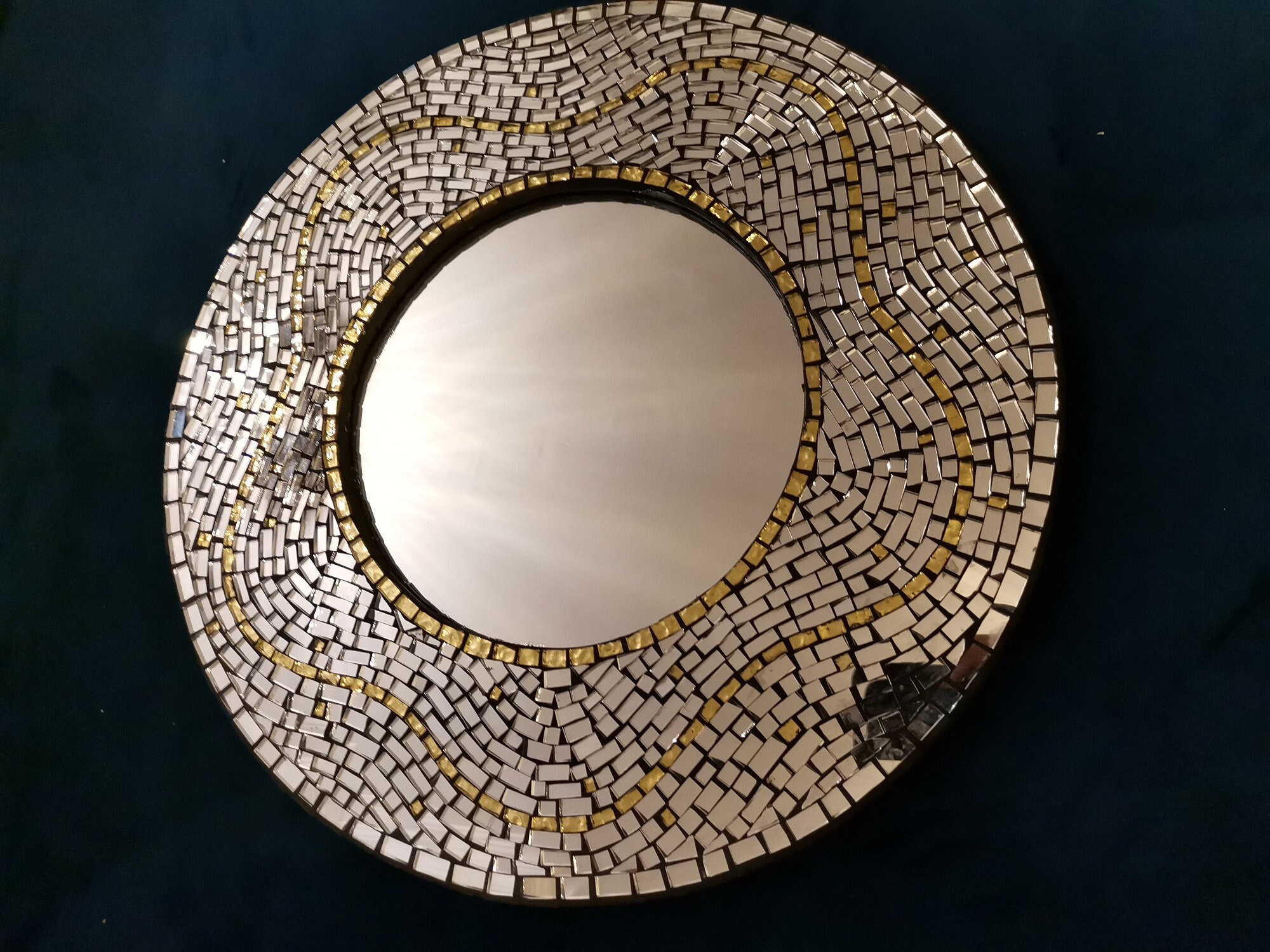 Triple Round Mosaic Mirror Set, Handmade Wall Decor - Etsy