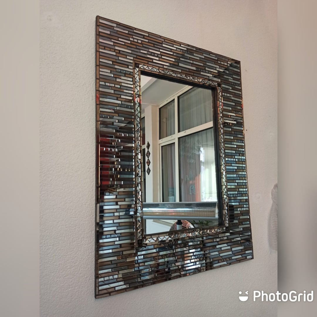Rectangular Mosaic Mirror,gold Mosaic Wall Decor - Etsy