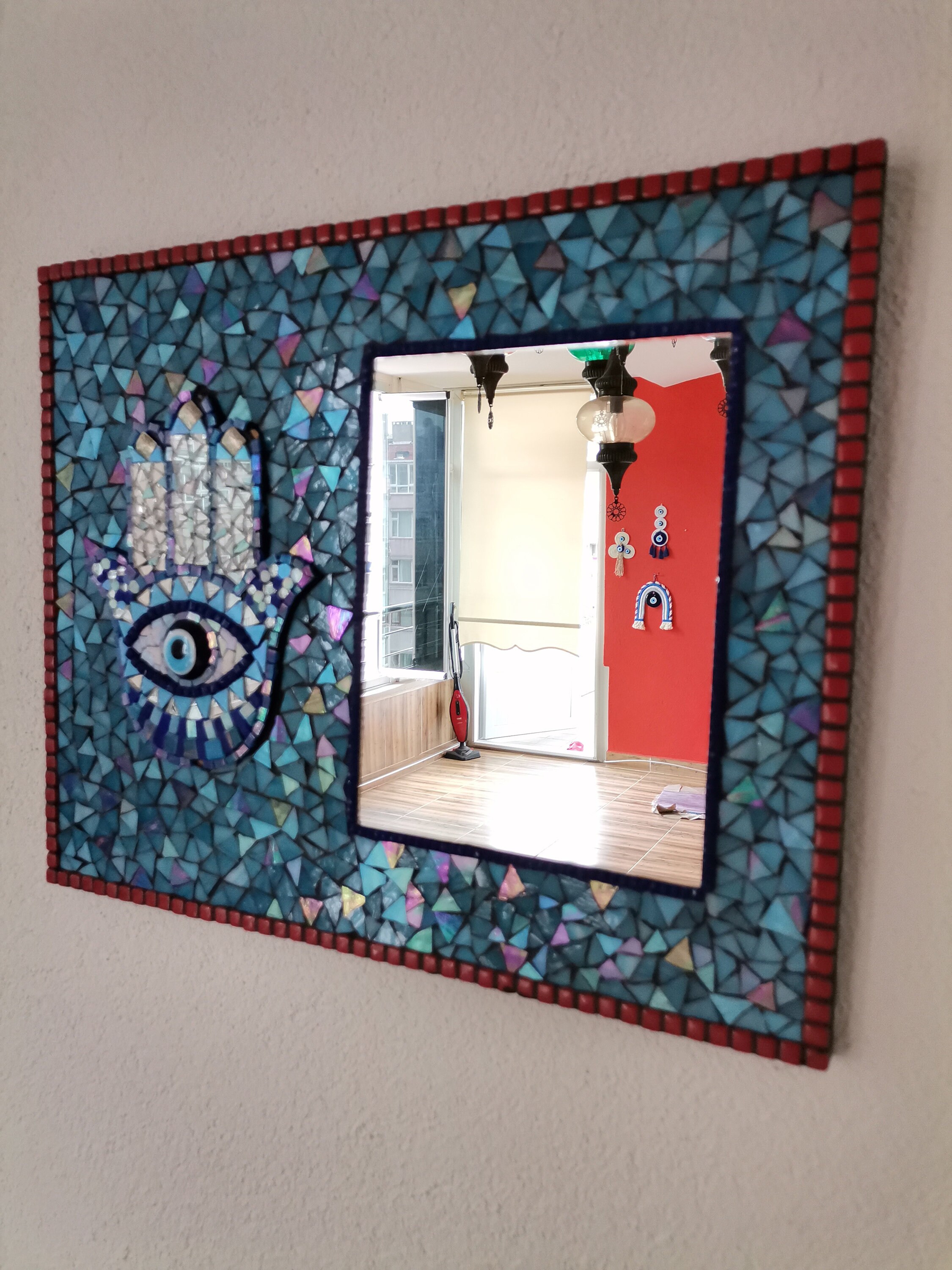 Mosaic Mirror Hamsa Mosaic Mirror Evil Eye Mosaic Mirror - Etsy