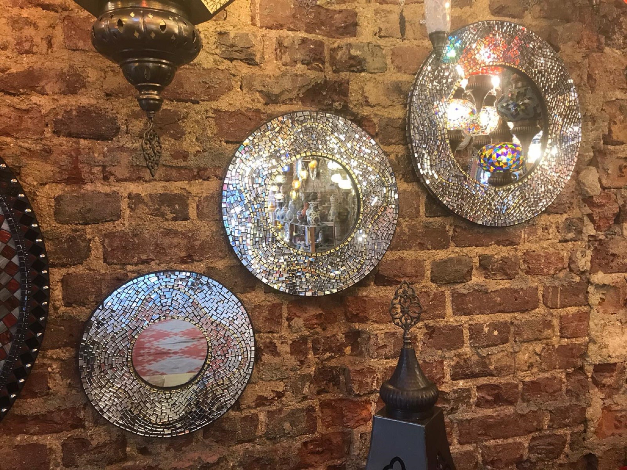 Triple Round Mosaic Mirror Set, Handmade Wall Decor - Etsy