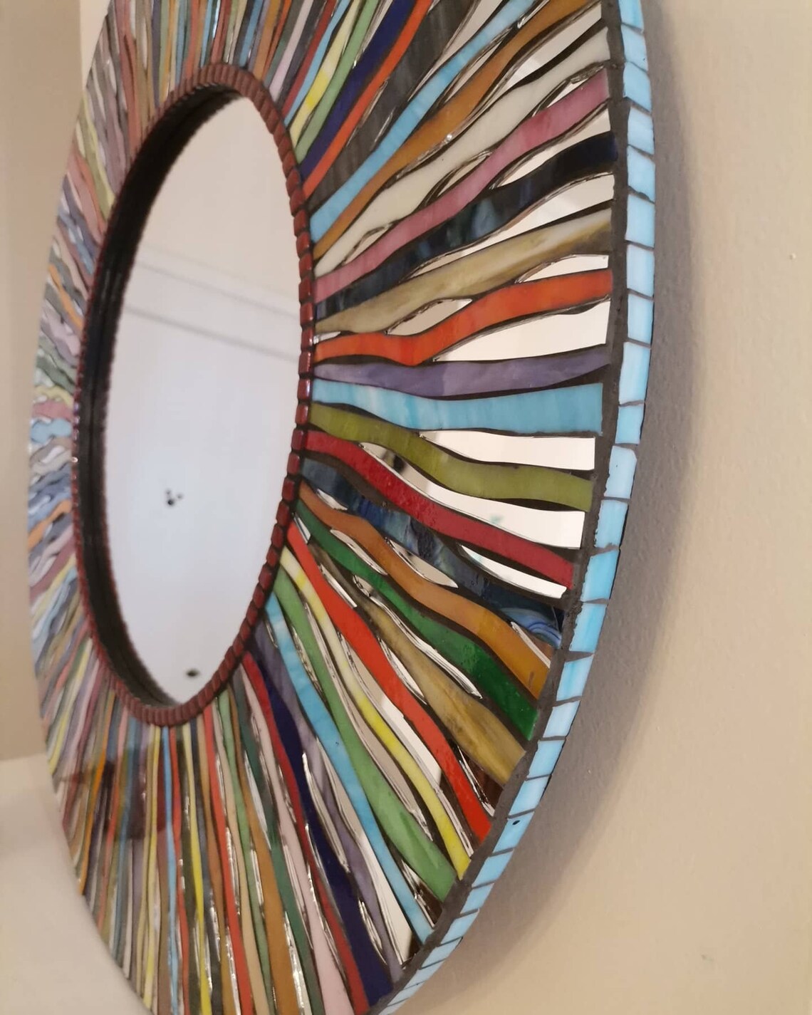 Round Rainbow Mosaic Mirrorwall Mirror Mosaicspecchio Da - Etsy