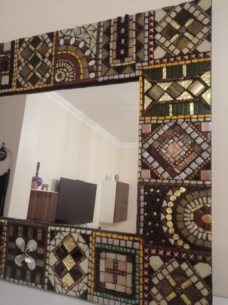 Mosaic Stone Tile Mirror, Handmade Wall Decor - Etsy