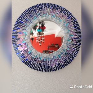 Round Mosaic Mirror, Blue Color Mosaic Mirror - Etsy