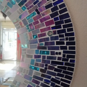 Round Mosaic Mirror, Blue Color Mosaic Mirror - Etsy