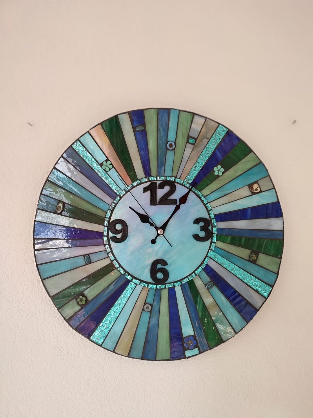 Mosaic Clock,blue Mosaic Clock - Etsy